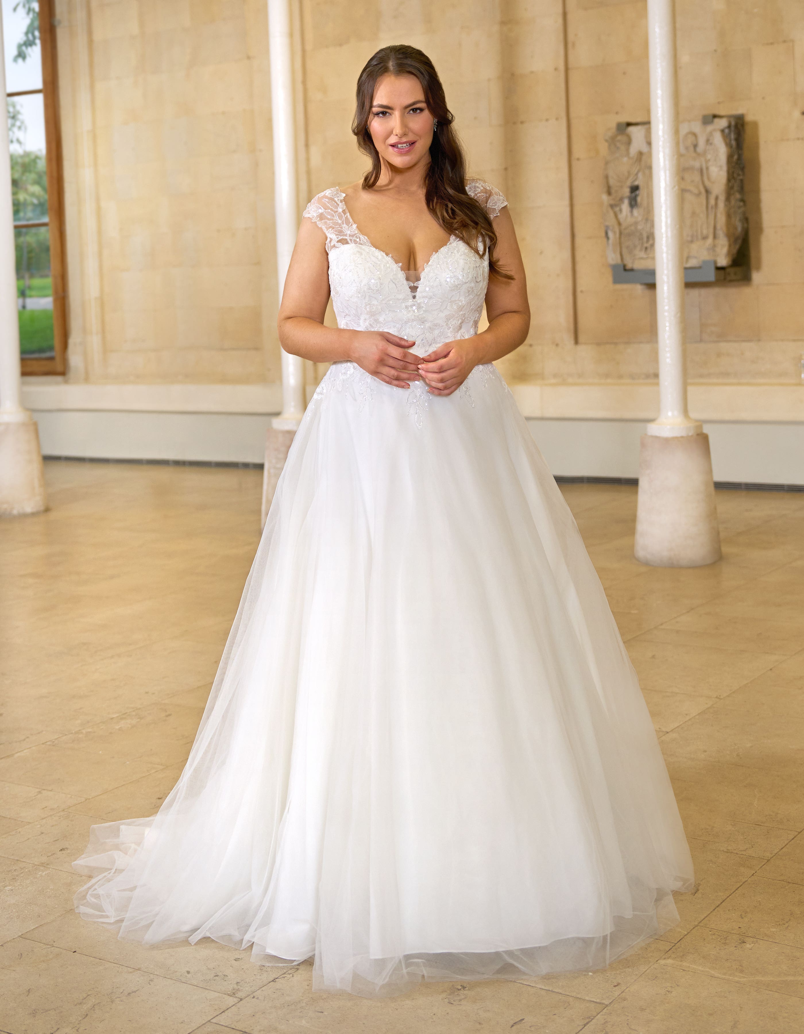 Klarissa A Soft A line With Sequin Florals WED2B Klarissa A Soft A line With Sequin Florals WED2B